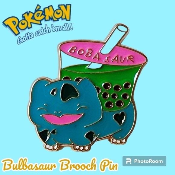 Toys | Enamel Pin Pokemon Bulbasaur Brooch Lapel Metal Boba Bubble Tea ...